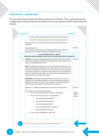 ILM Level 3 LM sample material for organisations AC 2.1 Final | PDF