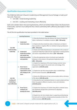 ILM Level 3 LM sample material for organisations AC 2.1 Final | PDF