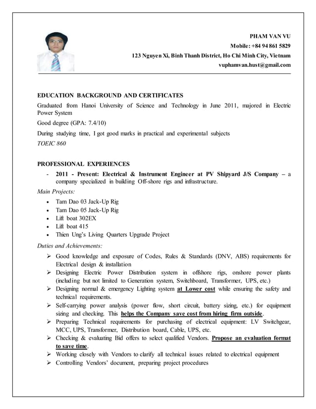 PHAM VAN VU CV | PDF