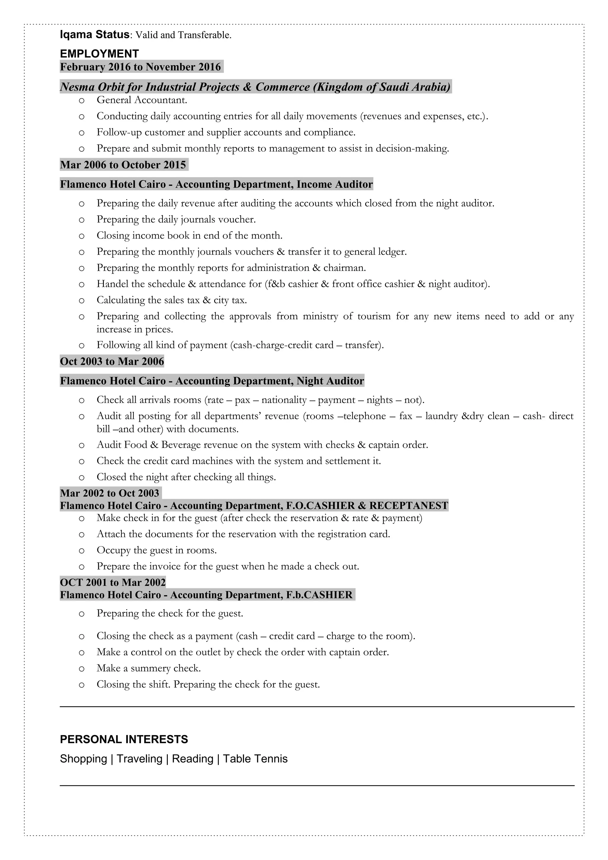 C.V Ehab Ibrahim Mahmoud | DOC | Business Accounting & Finance | Business