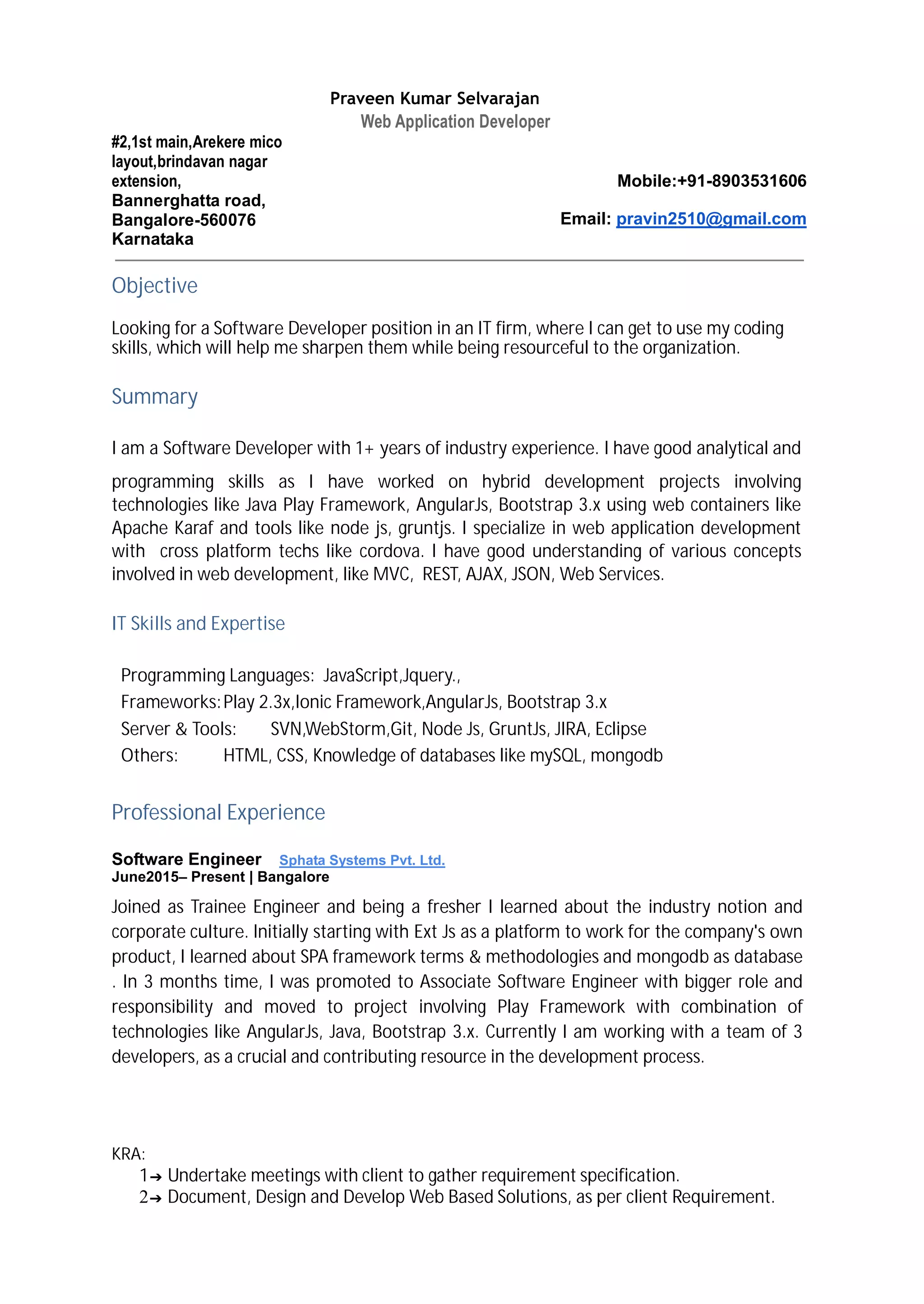 Pravin-resume-feb-2016 | PDF