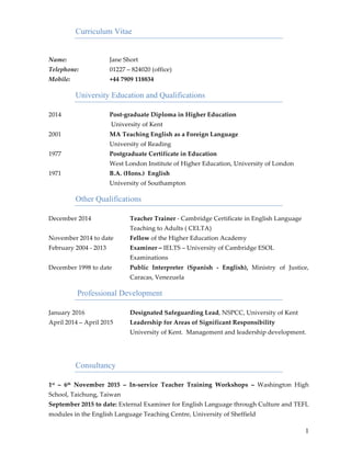 Curriculum Vitae for Linkedin- 2016 | PDF