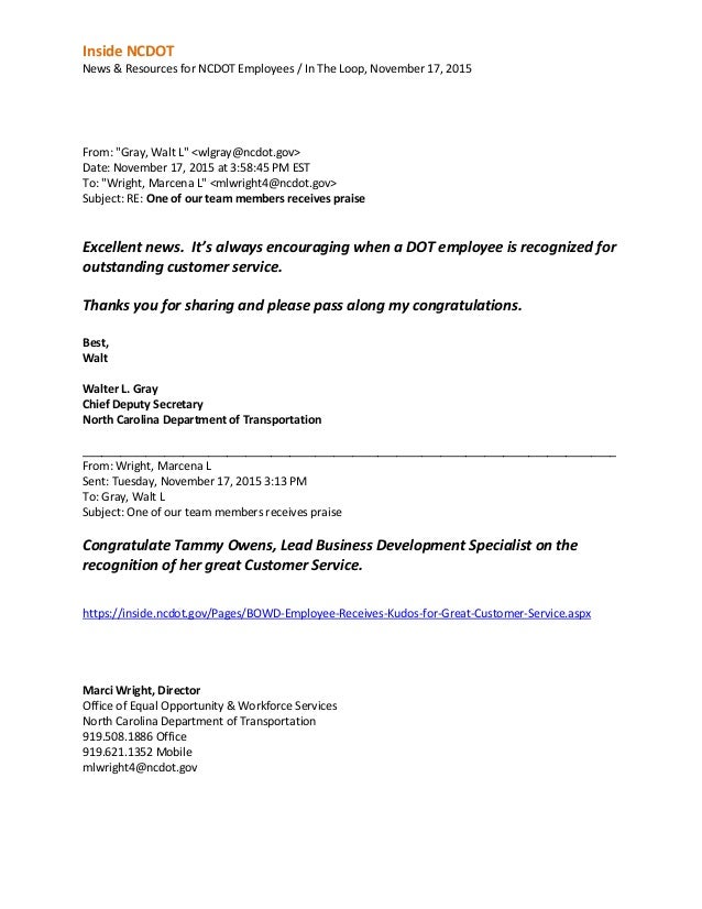 BOWD Employee Receives Kudos for Great Customer Service