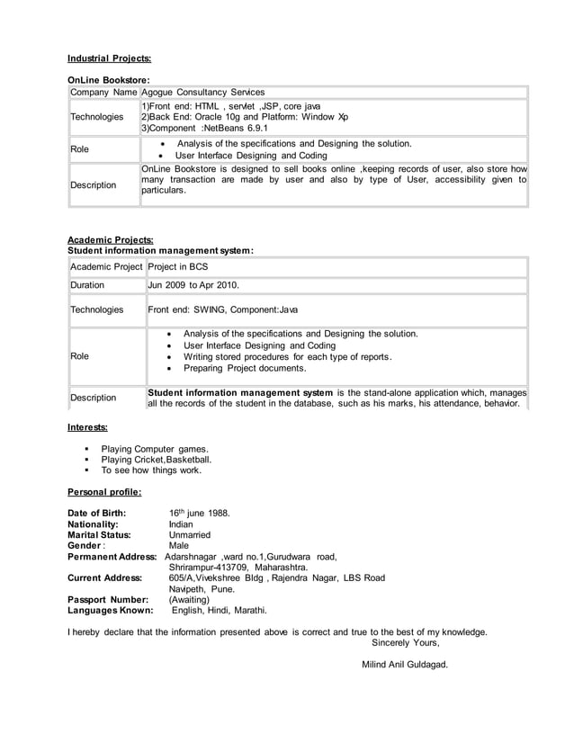 Resume-MilindGuldagad Resume | DOCX | Programming Languages | Computing