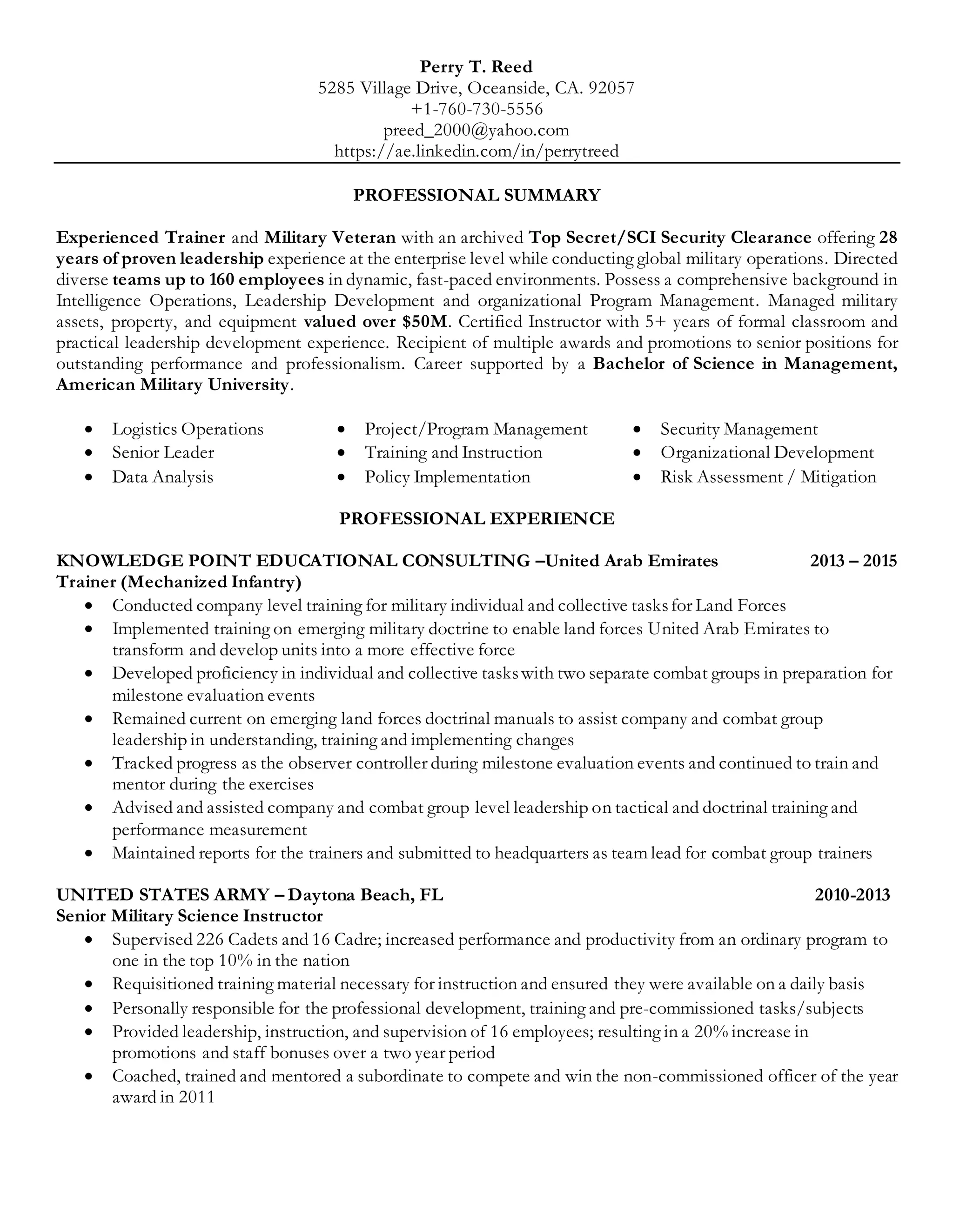 Perry T. Reed Resume | DOCX