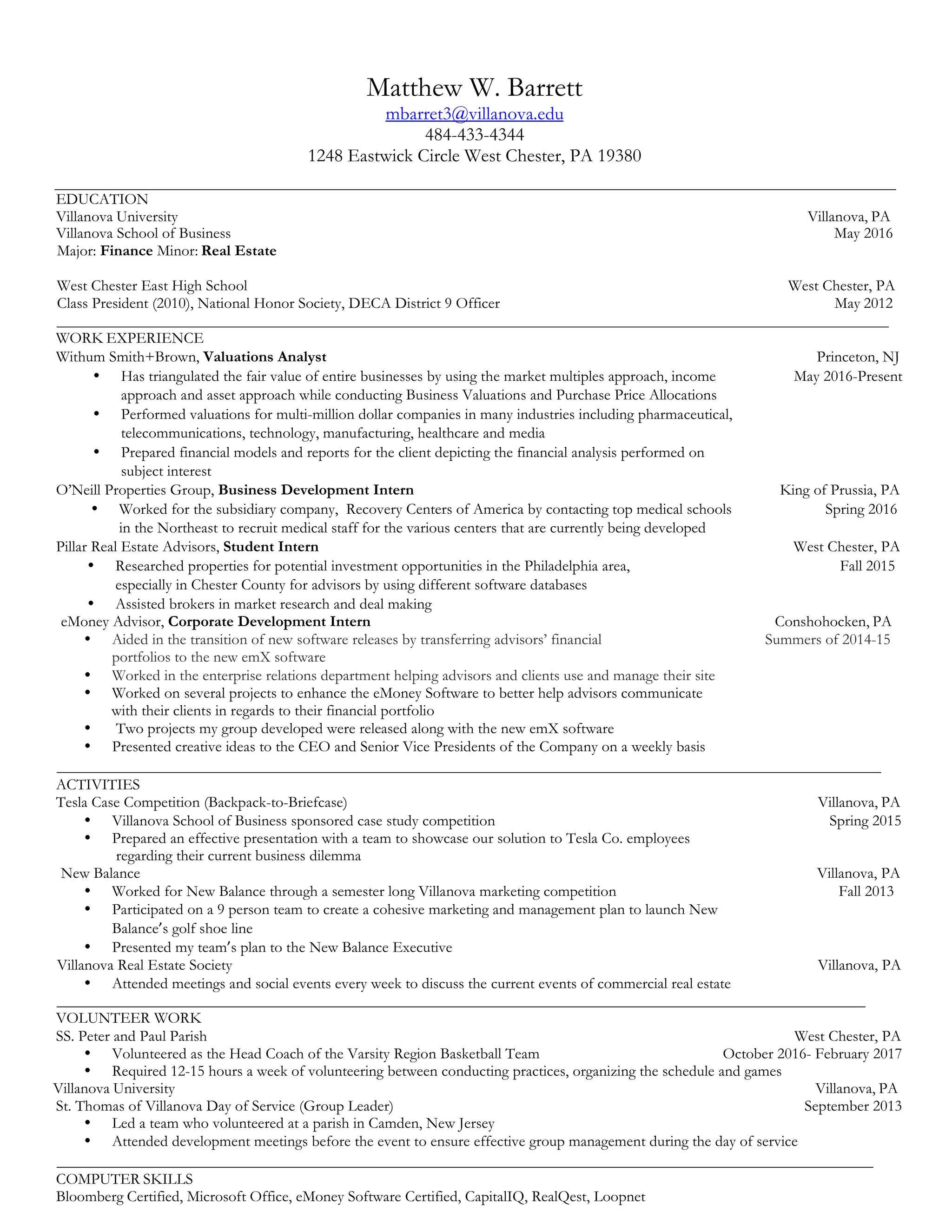 Matthew W. Barrett Resume | PDF