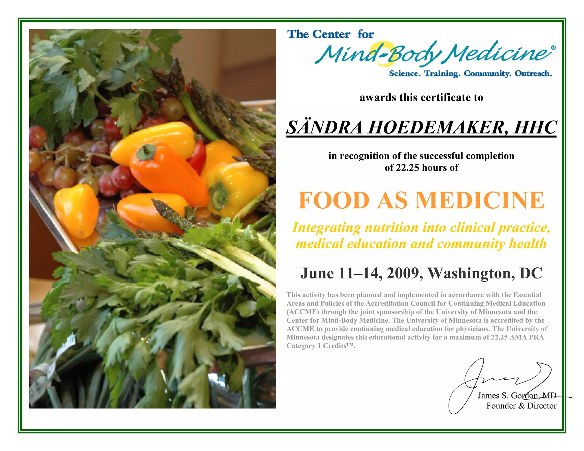 Food As Medicine Certificate of Completion | PDF | Education