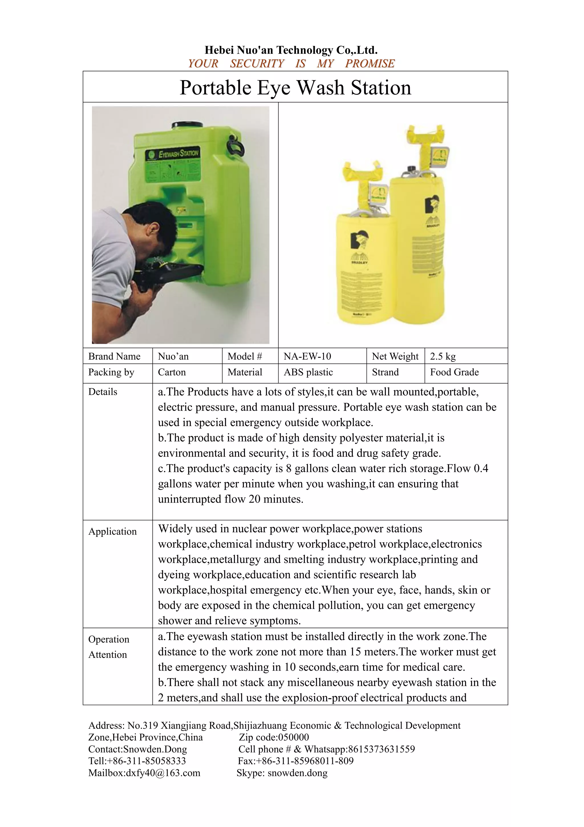 Portable Eye Wash Station | PDF