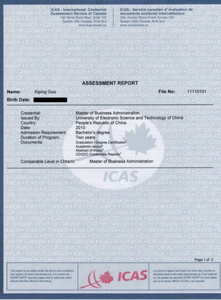 MBA assessment certificate of ICAS-full | PDF