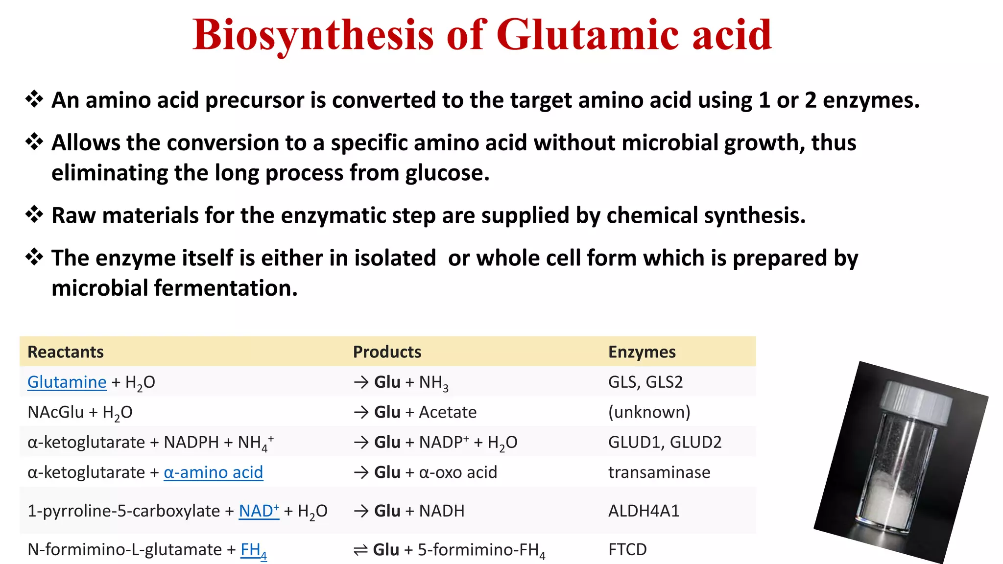 Industrial production of chemical acids glutamic acid | PPTX