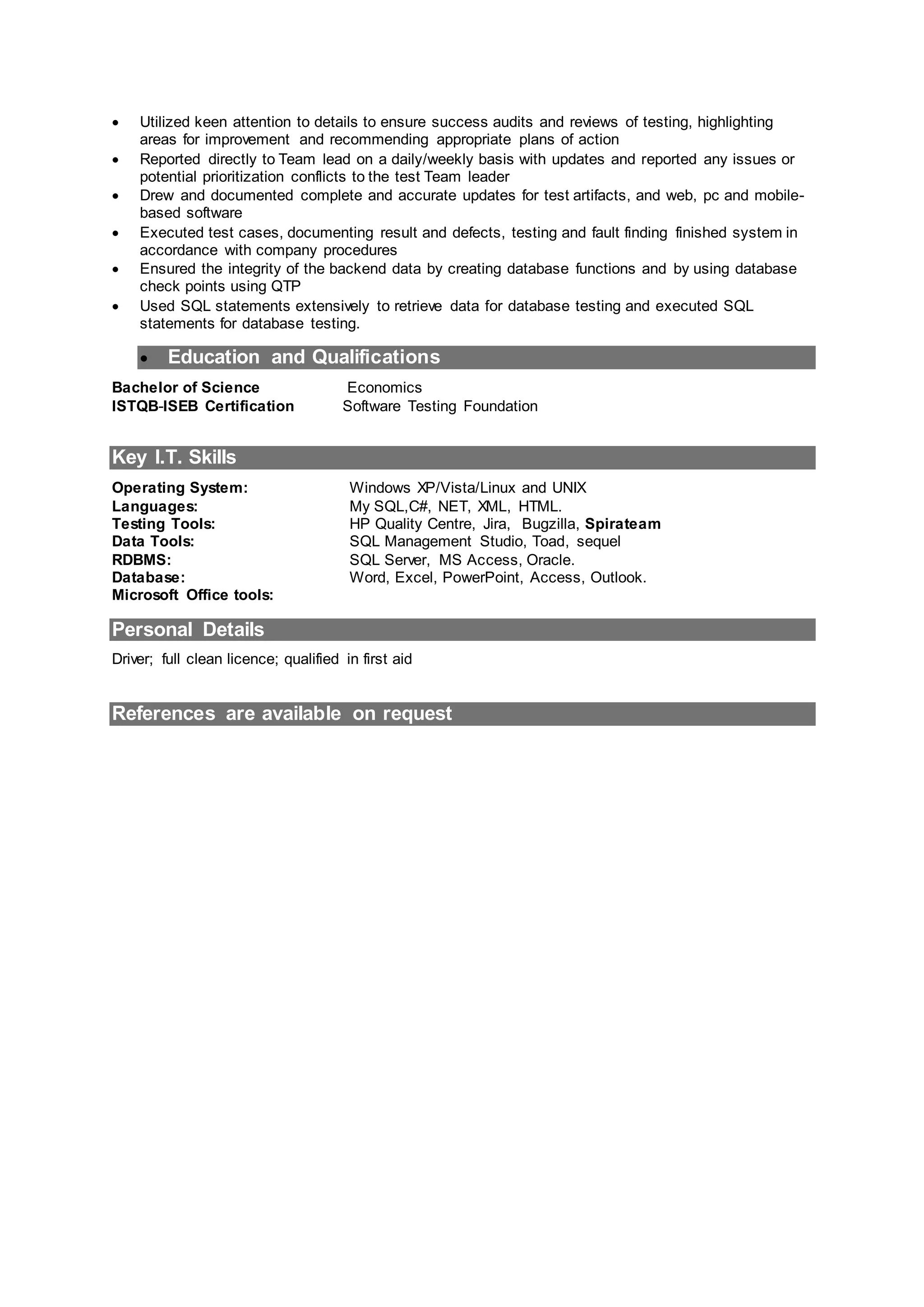 UPDATED CV TEST 2016 | PDF