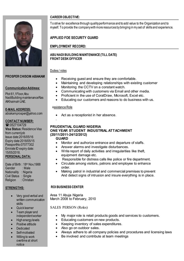 Prosper CV-Security Guard | DOCX