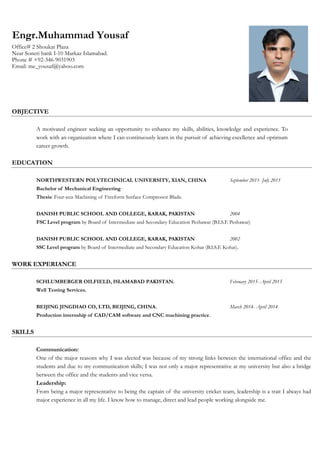 yousaf pdf CV | PDF | Education