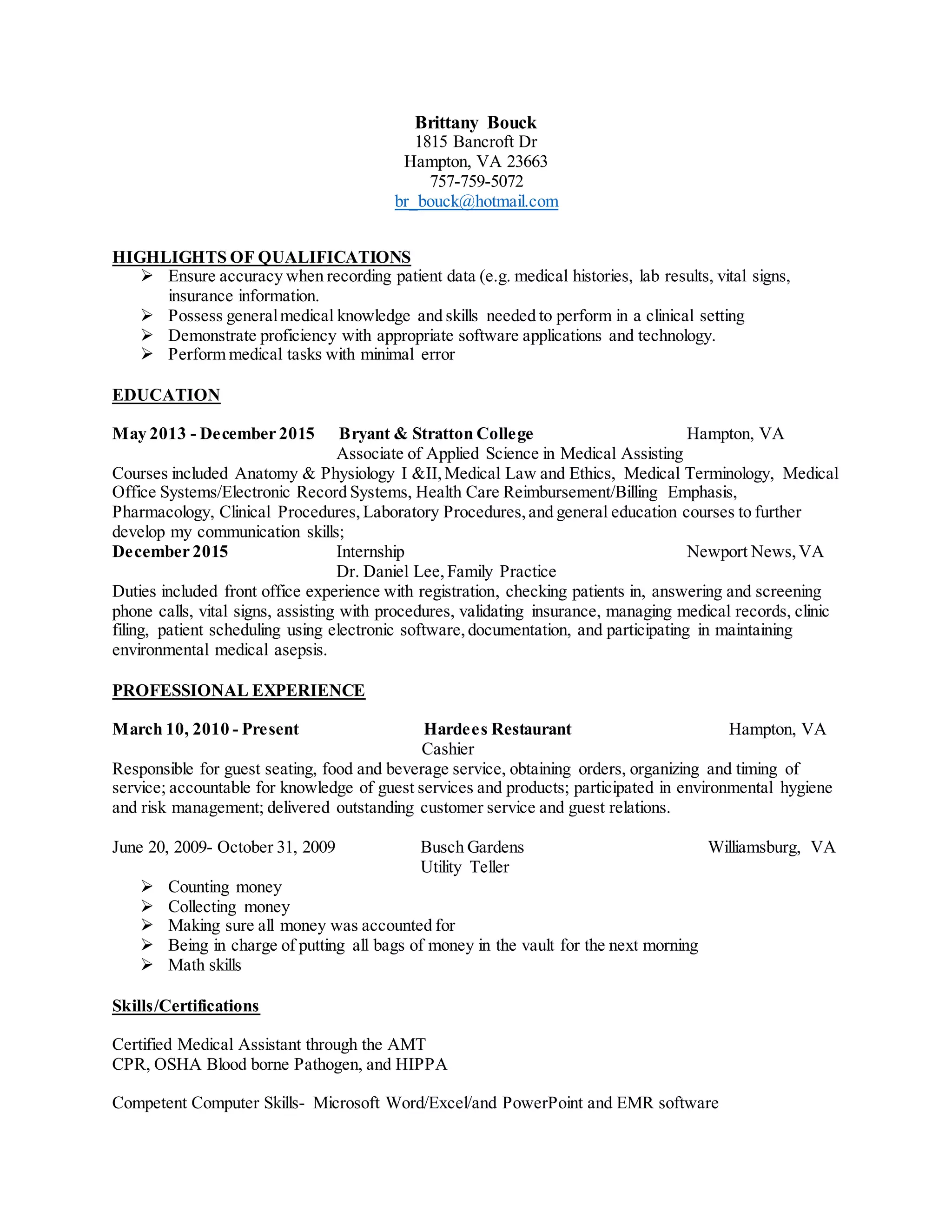 Brittany Bouckresume | PDF