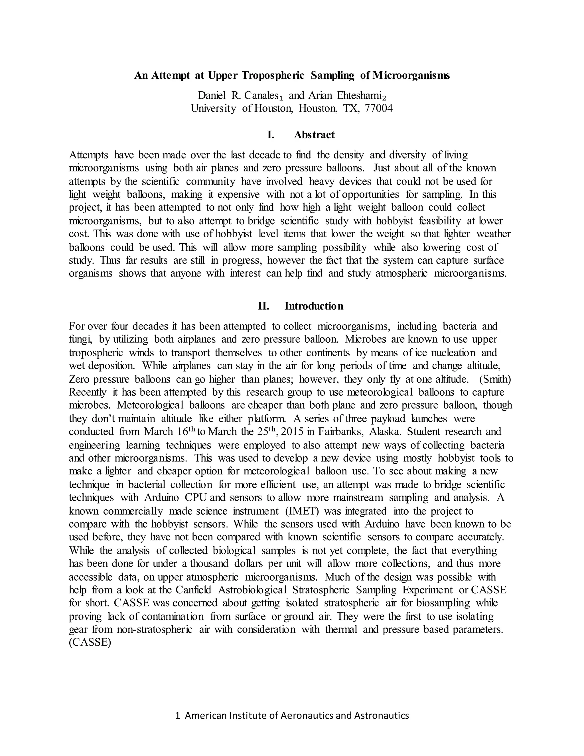 an attempt to sample atmospheric bacteria | DOCX | Biological Sciences ...