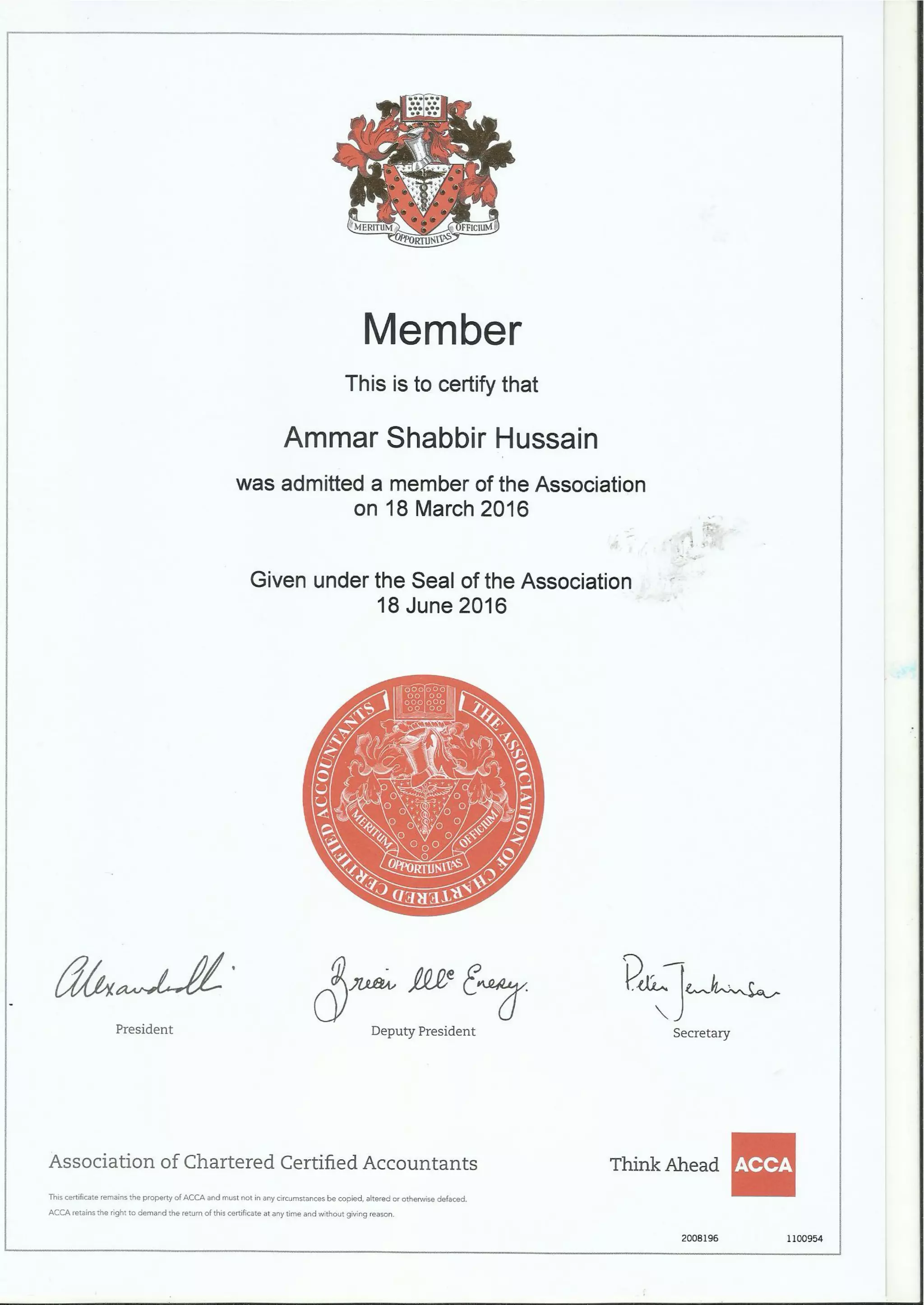 ACCA Membership Certificate | PDF