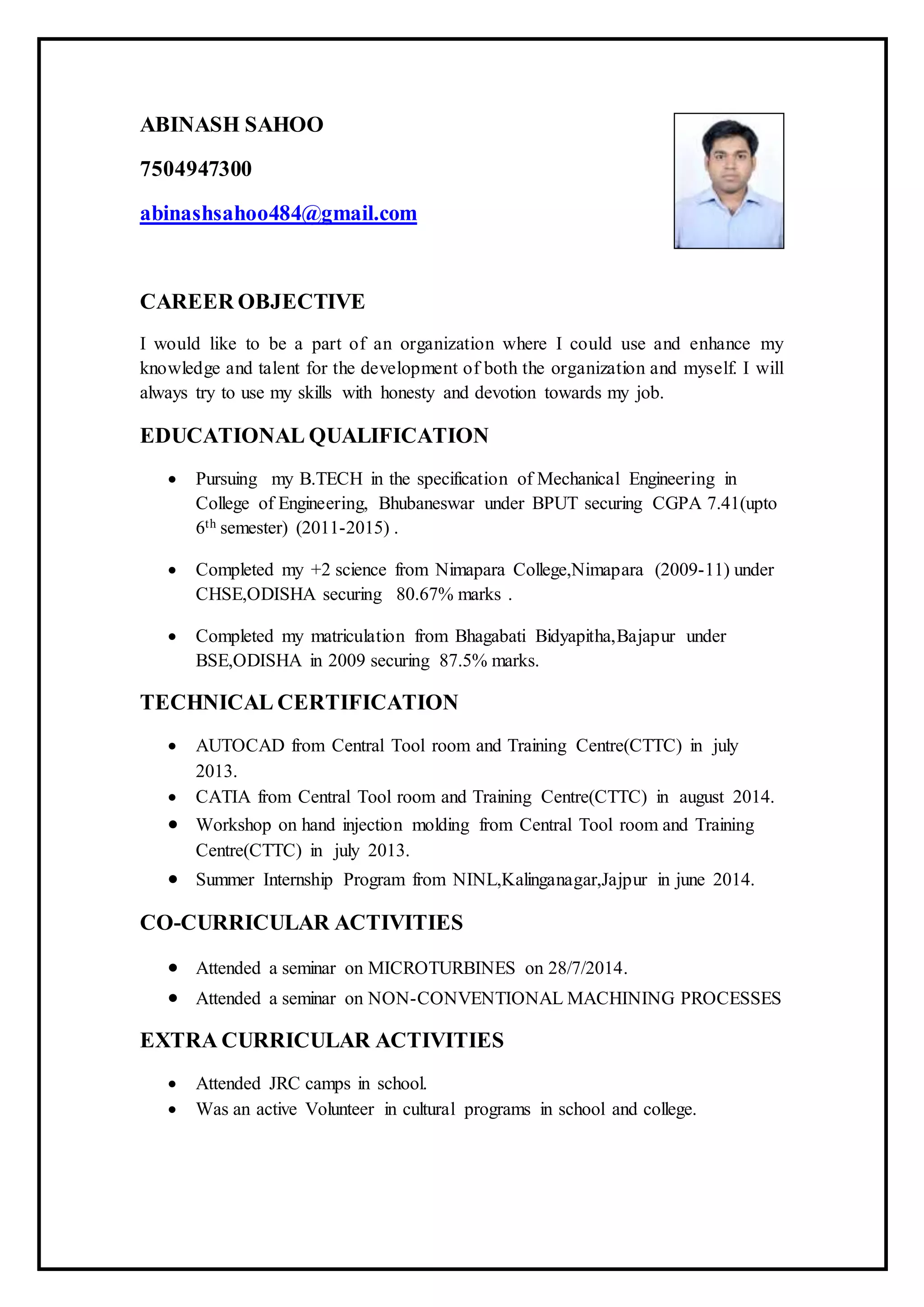 My Resume final infosys(border photo) | DOCX
