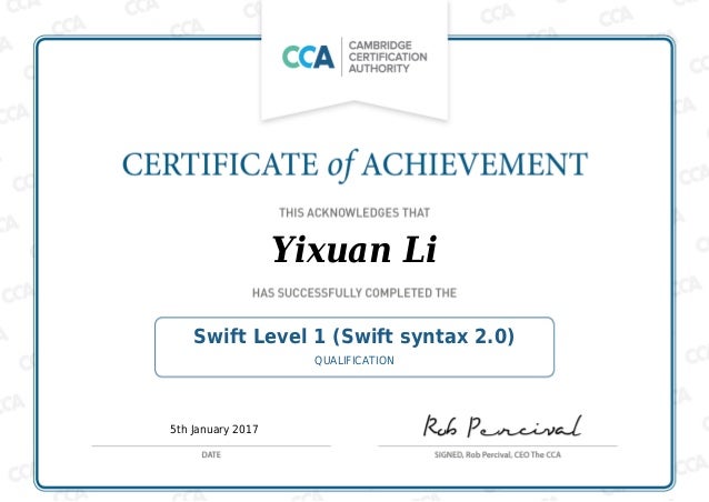 Cca Certificate Swift Level 1 Swift Syntax 2 0
