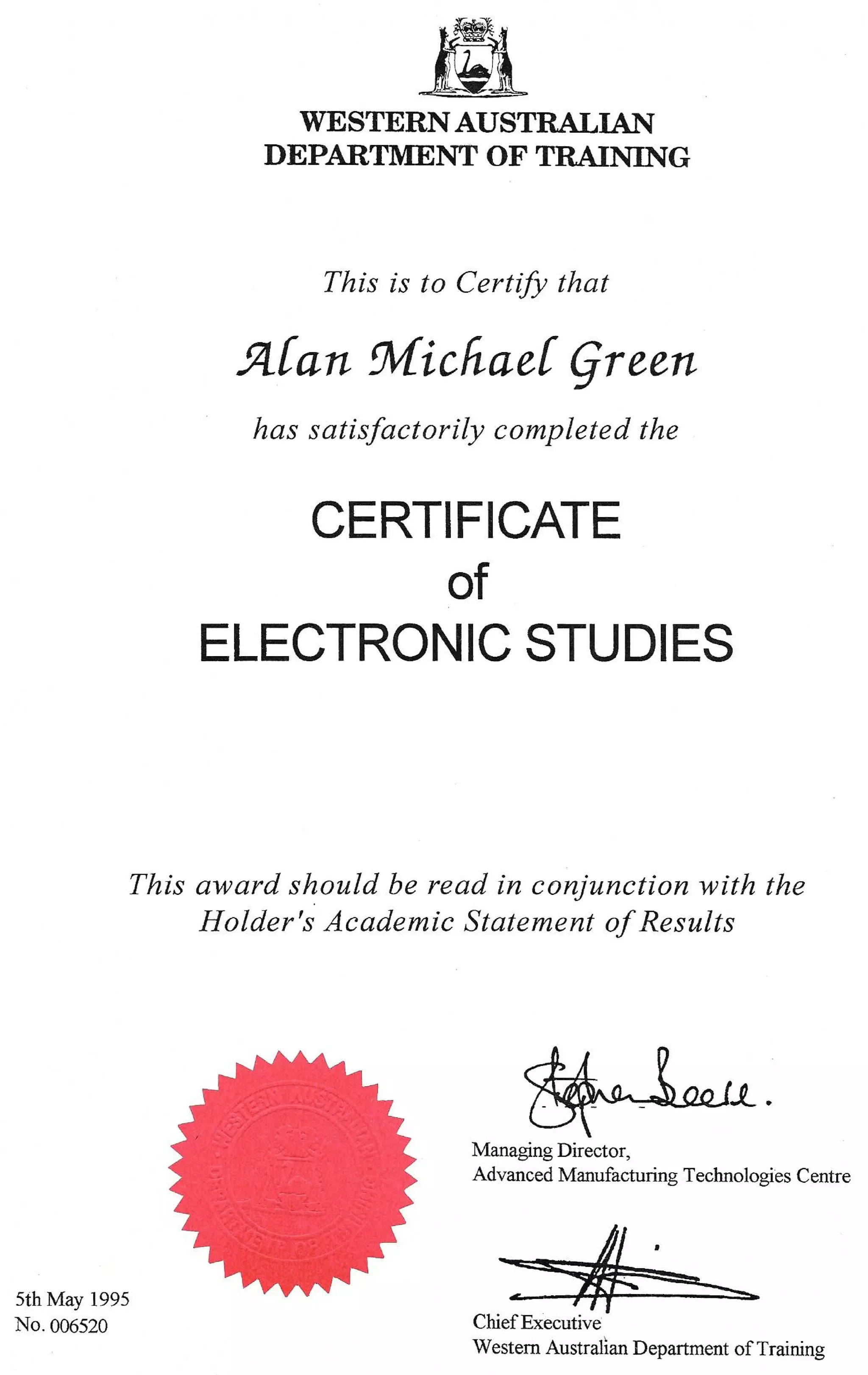 Certificate of Electronic Studies | PDF