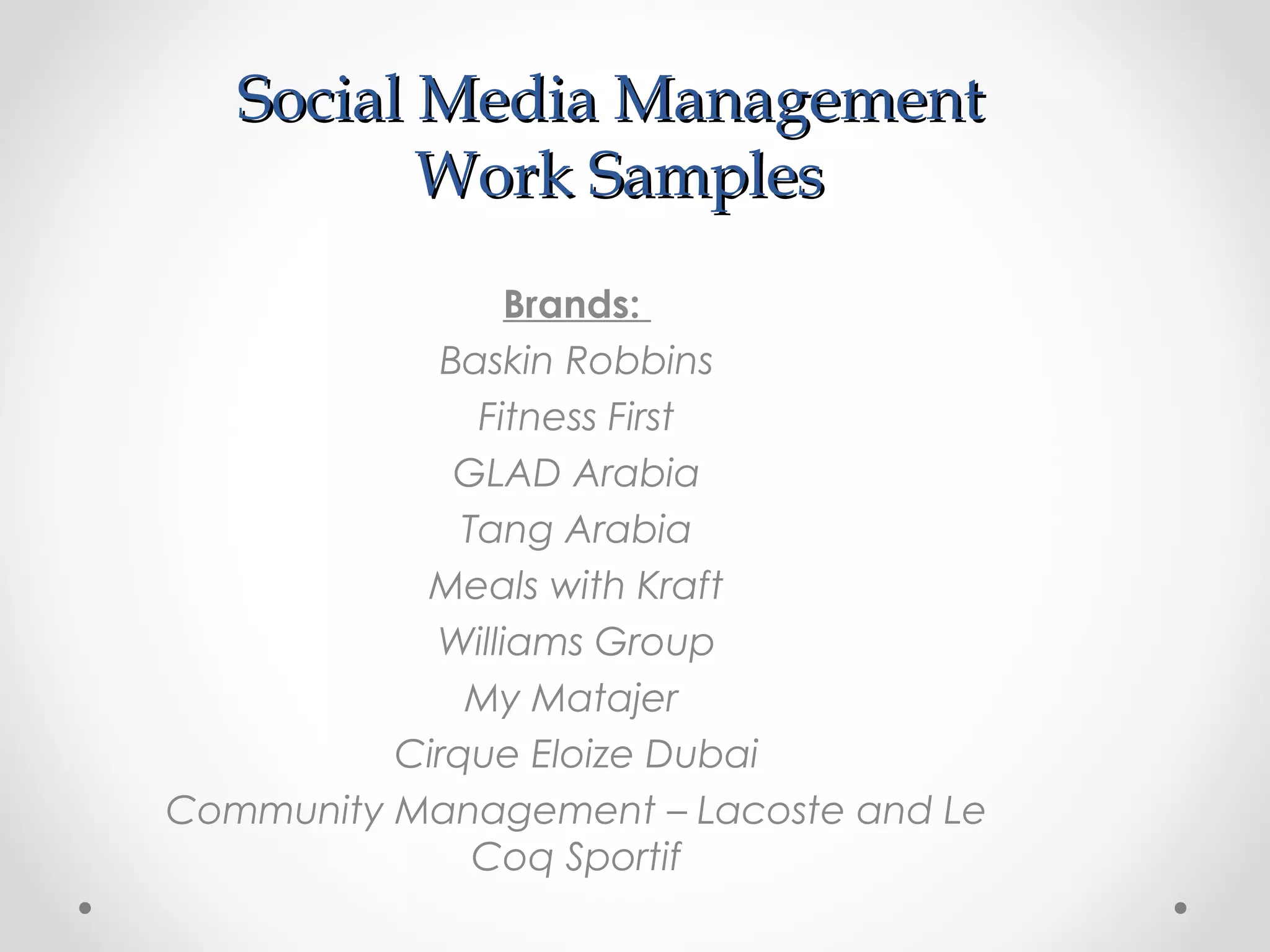 SMM Work Samples | PPT