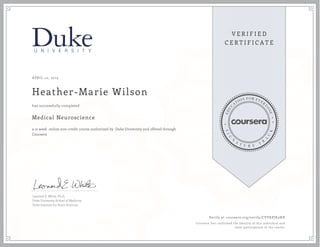 Coursera medicalneuro 2015 - HM Wilson | PDF