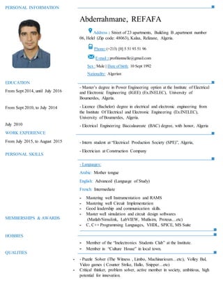 REFAFA Abderrahmane CV's | PDF