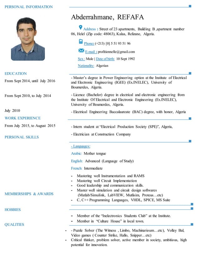 REFAFA Abderrahmane CV's | PDF
