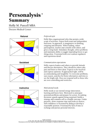 Holly (Purcell) Birkey Personalysis Report | PDF