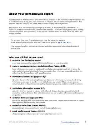 Holly (Purcell) Birkey Personalysis Report | PDF
