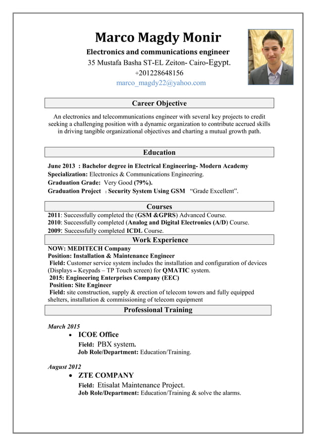 CV Marco-Magdy Monir | PDF | Civil Engineering Industry | Industries