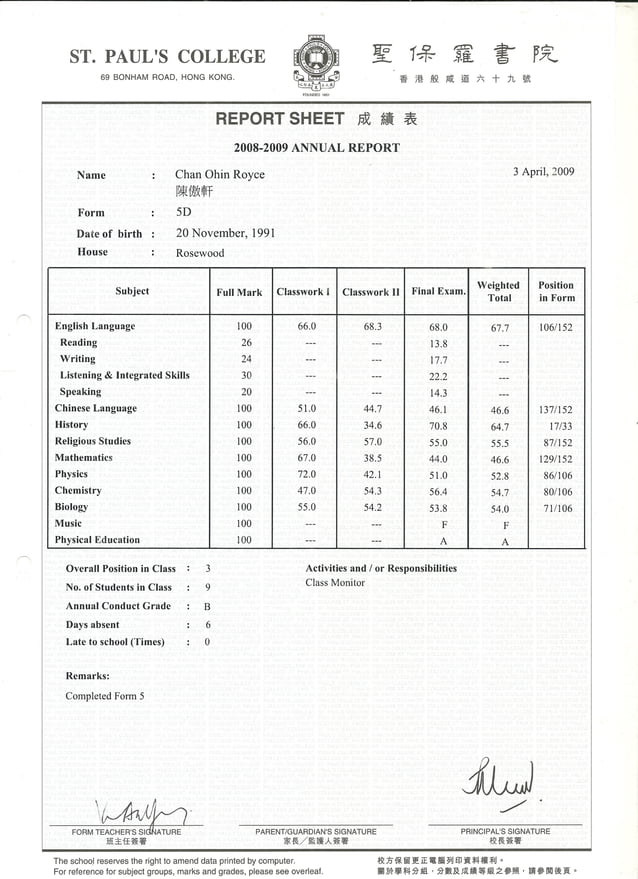 SPC Form 5 Result Slip | PDF