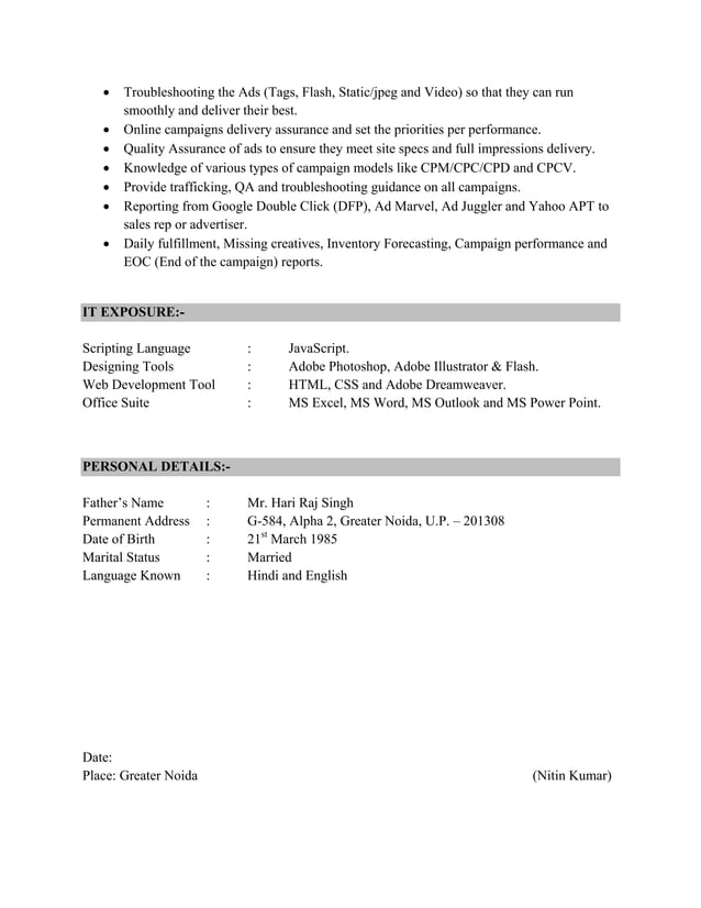 CURRICULUM VITAE NITIN | PDF