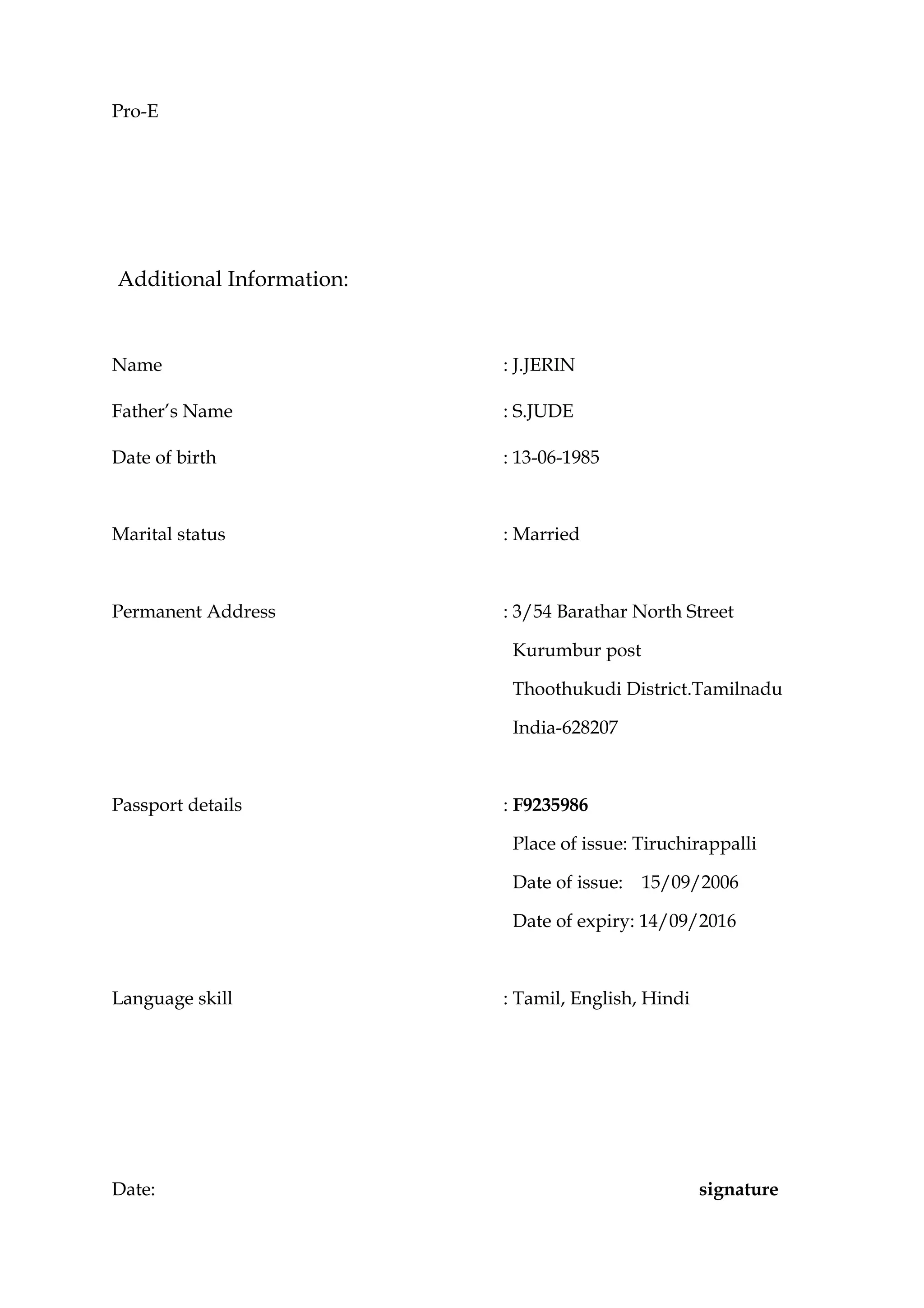 jerin resume | PDF