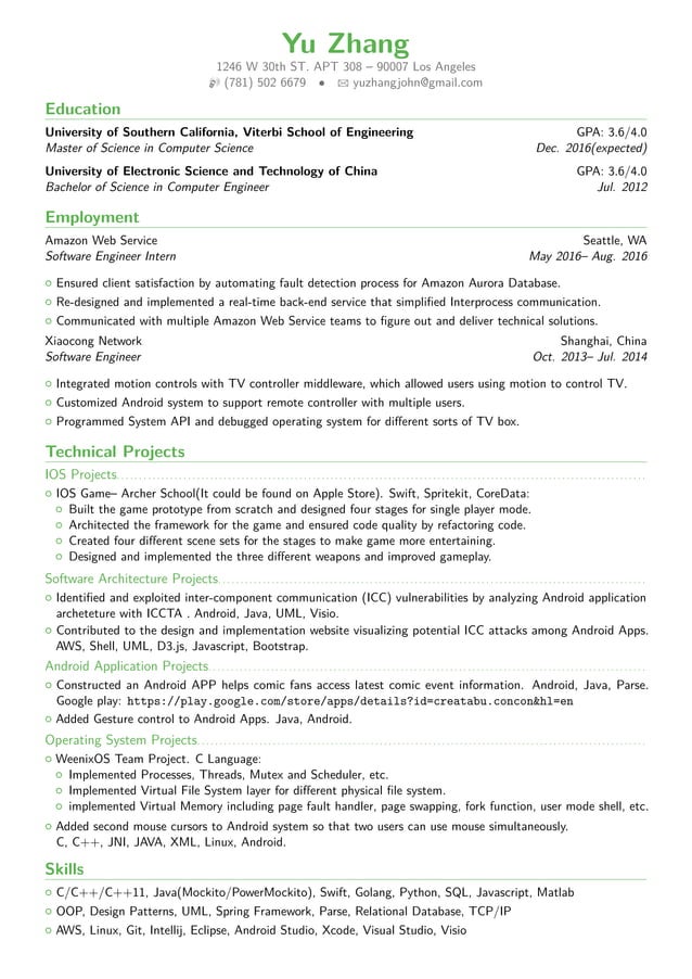 YuZhangResume | PDF