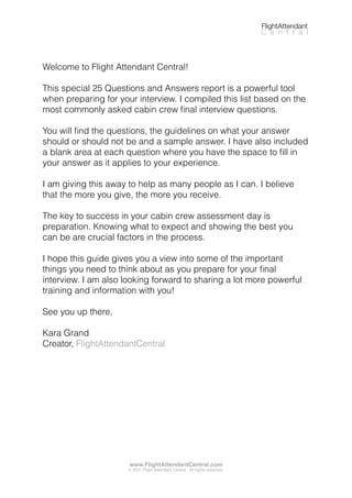 25 QUESTIONS AND ANSWERS FOR CABIN CREW FINAL INTERVIEW | PDF