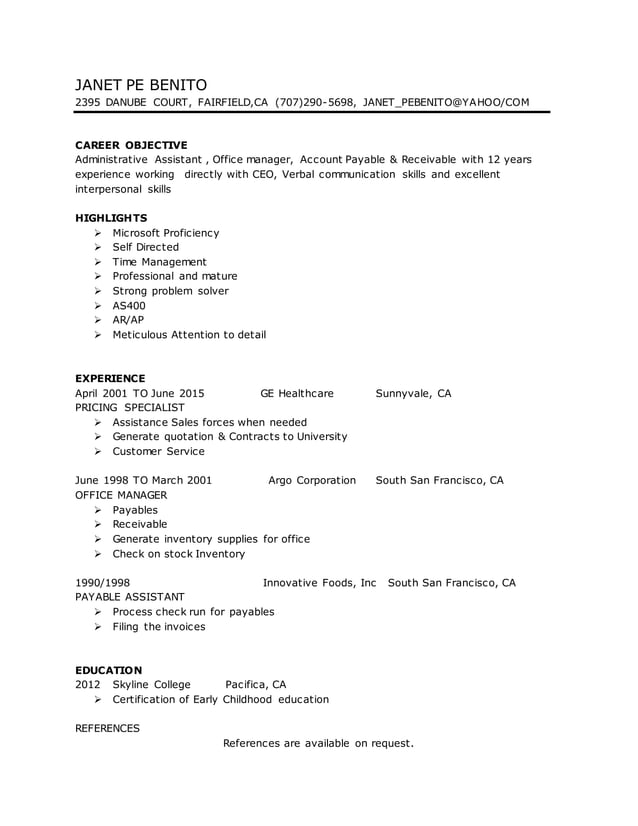 JANET PE BENITO RESUME2 | DOCX