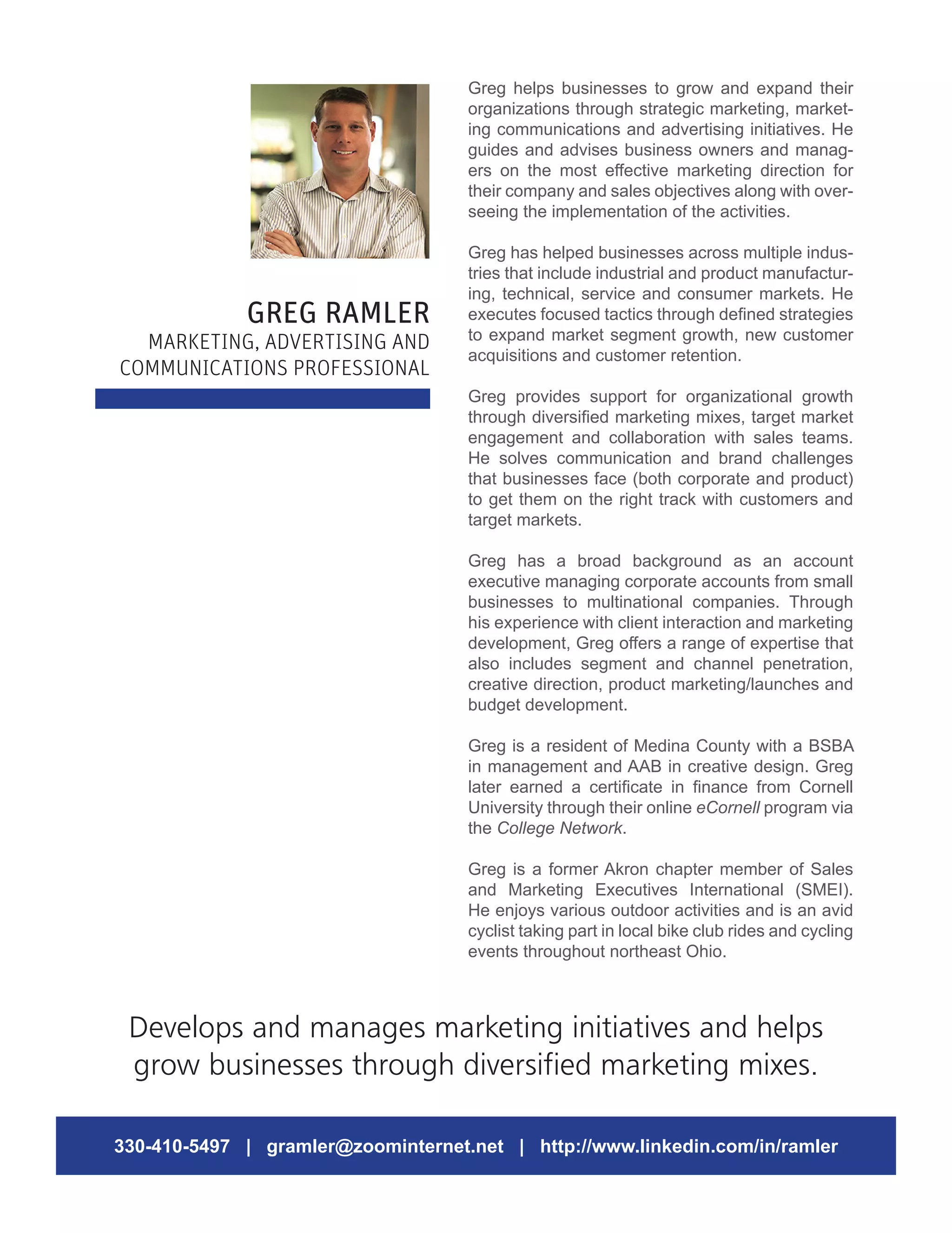 Greg Bio Sheet | PDF