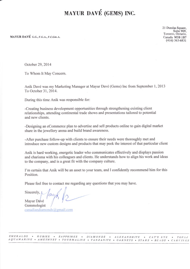 Anik Dave Ref.Letter | PDF