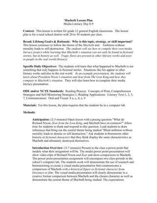 Macbeth Thematic Unit Lesson Plans | DOC