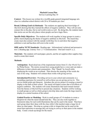 Macbeth Thematic Unit Lesson Plans | DOC