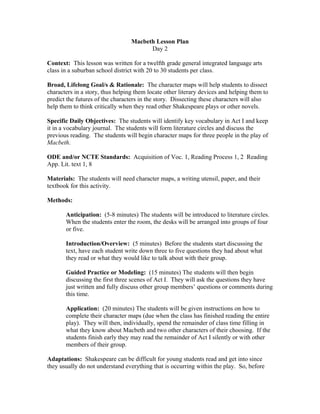 Macbeth Thematic Unit Lesson Plans | DOC