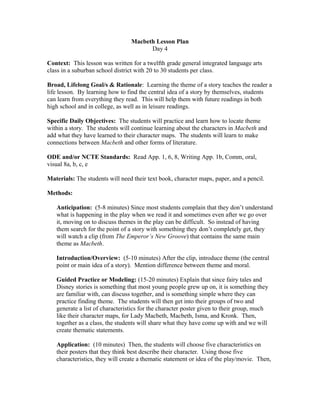 Macbeth Thematic Unit Lesson Plans | DOC