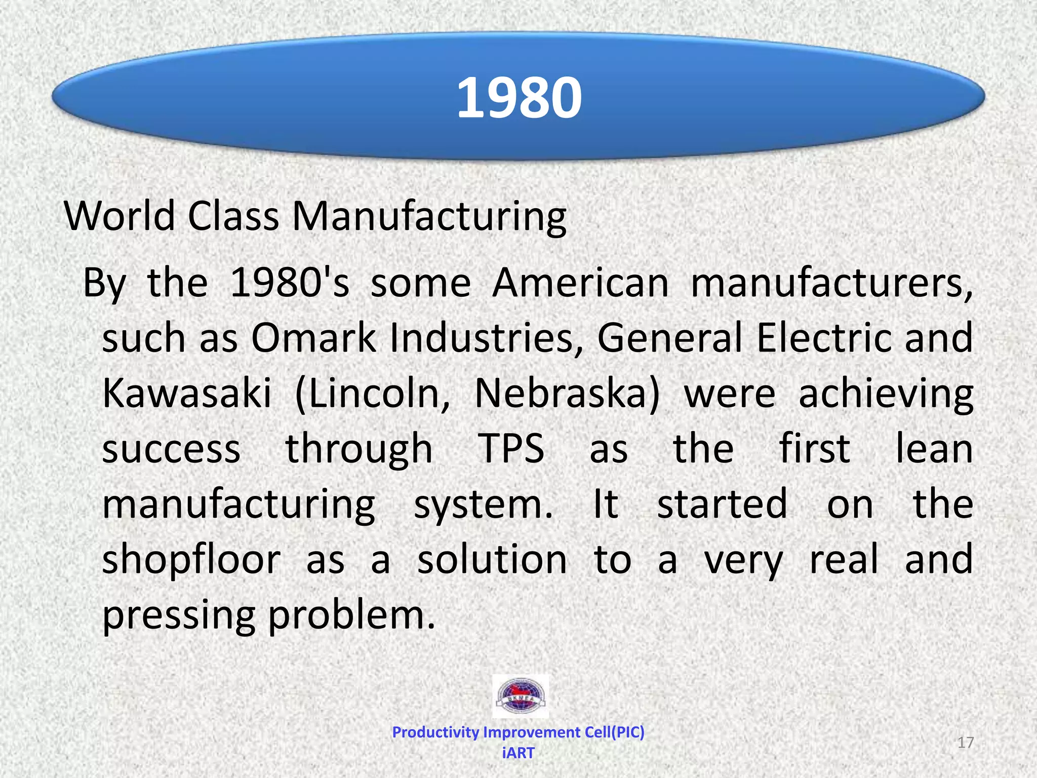 History of Lean manufacturing & TPS 14 Principal | PPTX