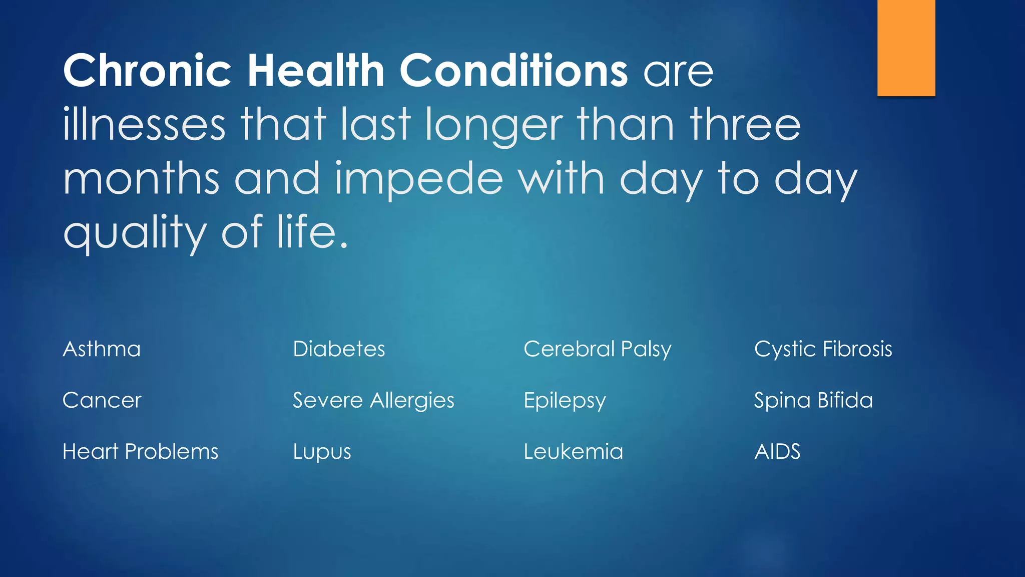 Chronic Health Conditions in Children and Education Final One | PPTX