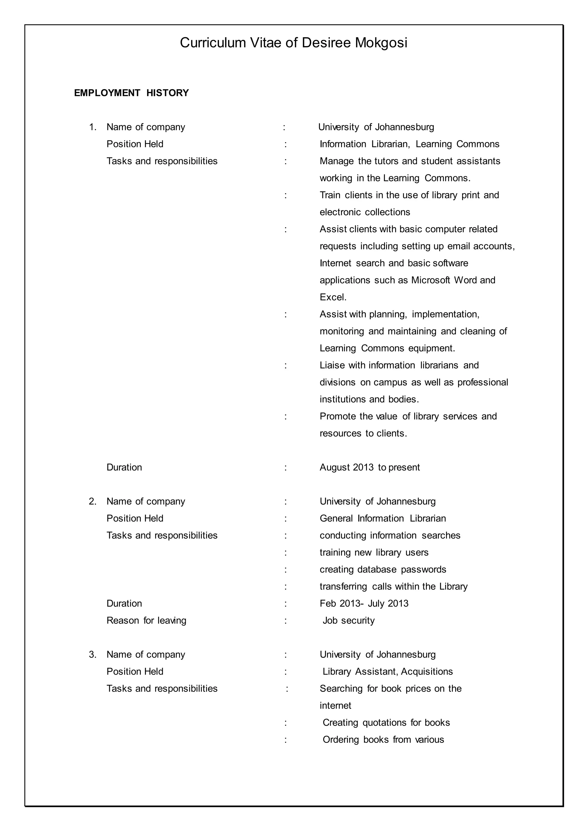 new cv desiree | PDF