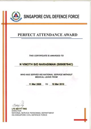 Perfect Attendance award | PDF