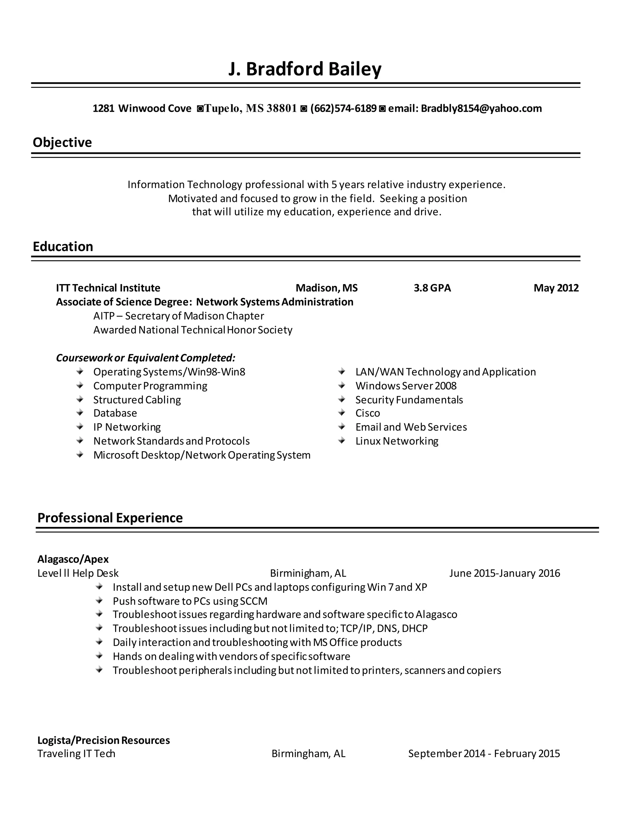 J. Brad Bailey Resume | PDF