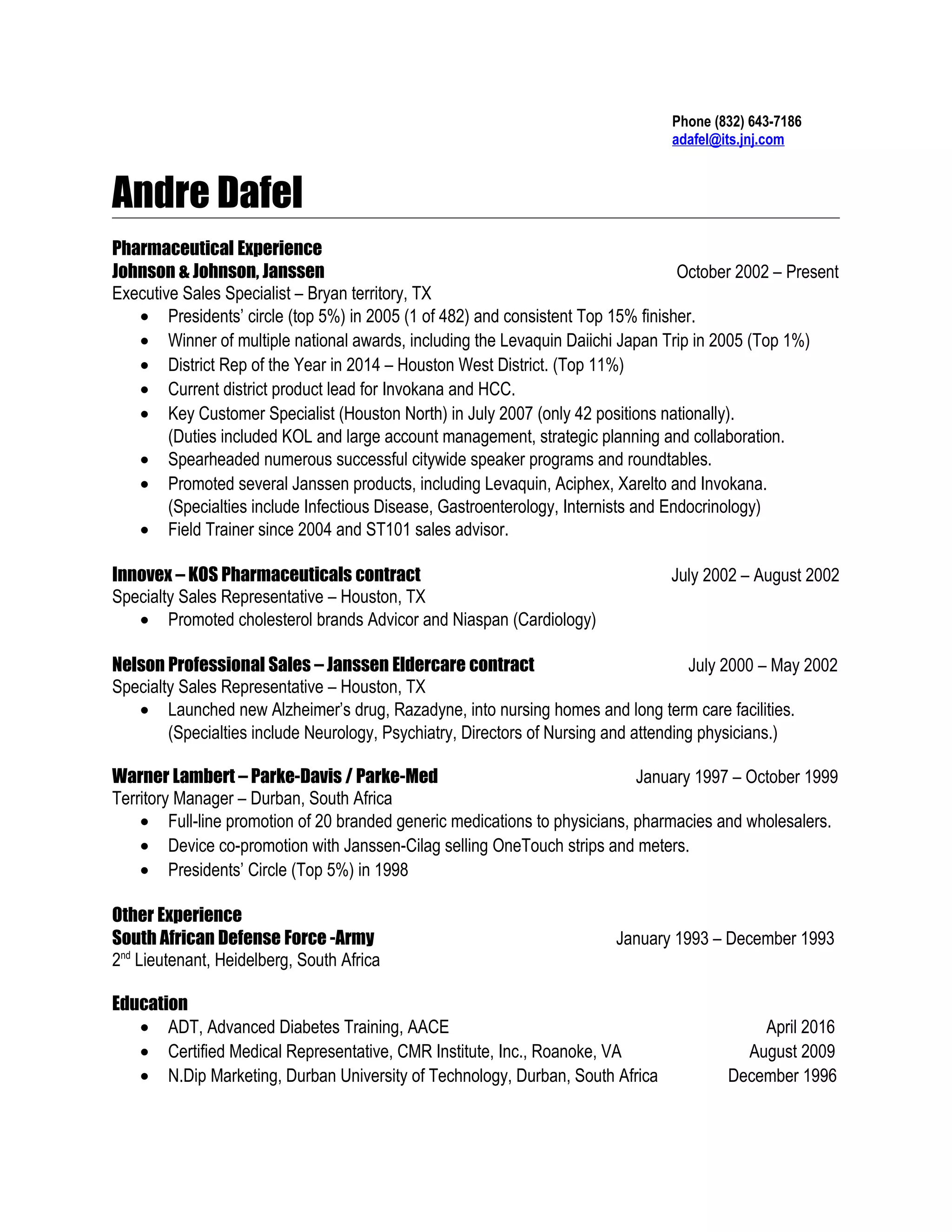 ANDRE DAFEL RESUME Linkedin | PDF