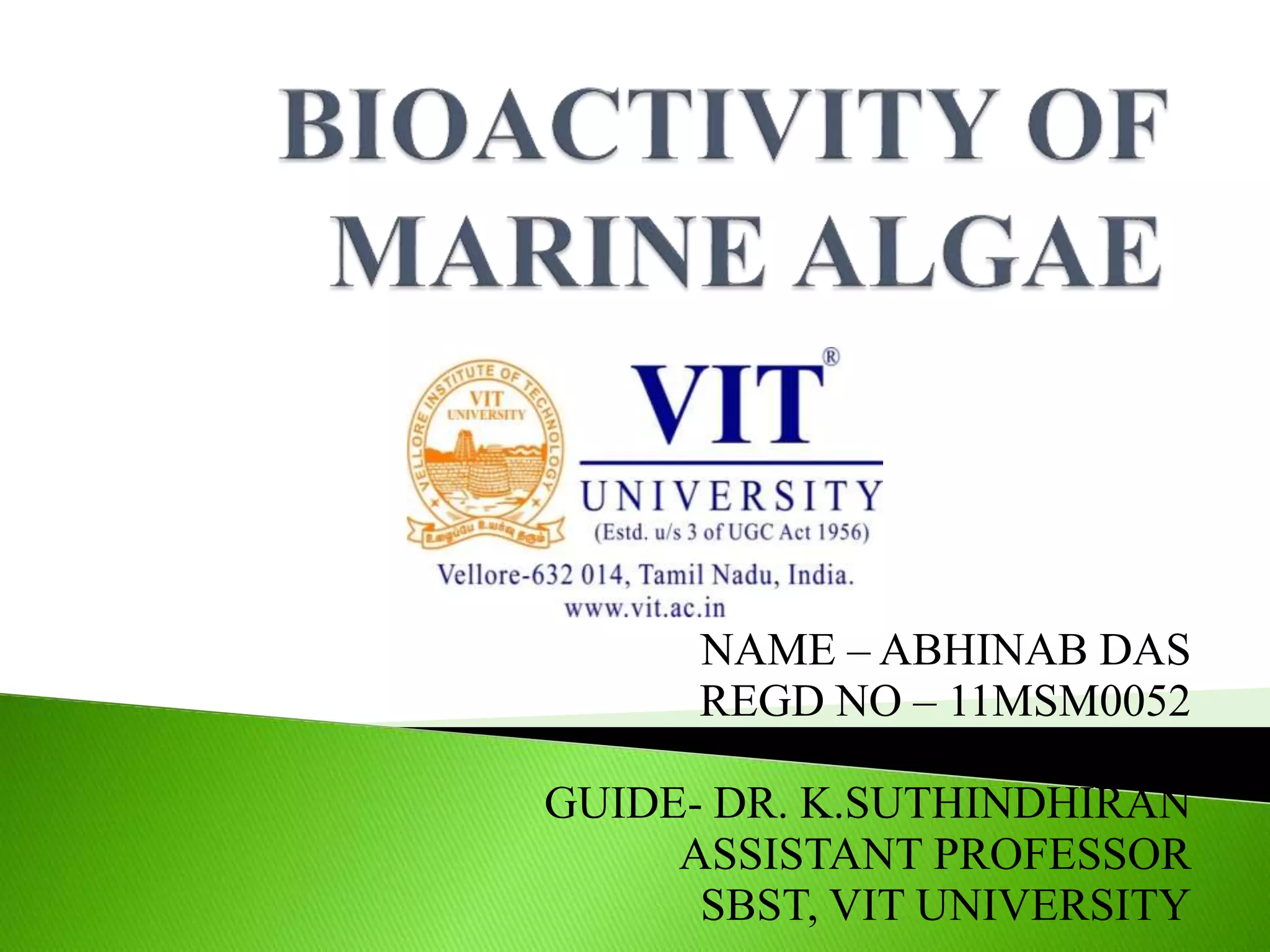 Bioactivity Of Marine Algae Ppt