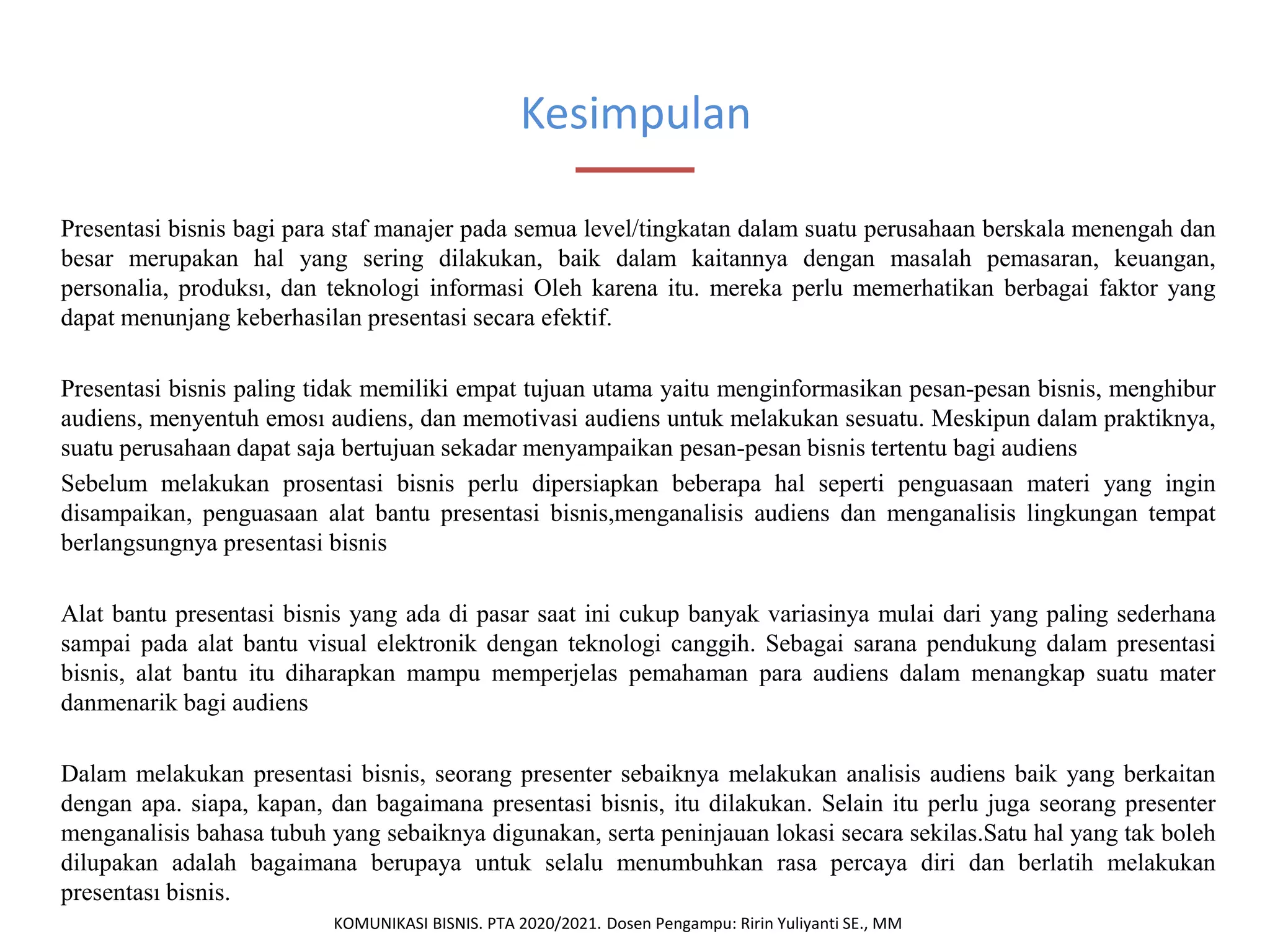 Bab 16.Presentasi Bisnis [Komunikasi Bisnis] | PPTX